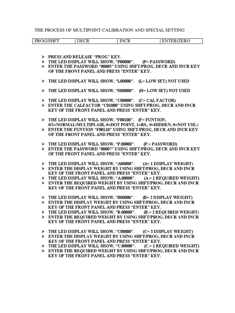 The Process of Multipoint Calibration and Special Setting | PDF