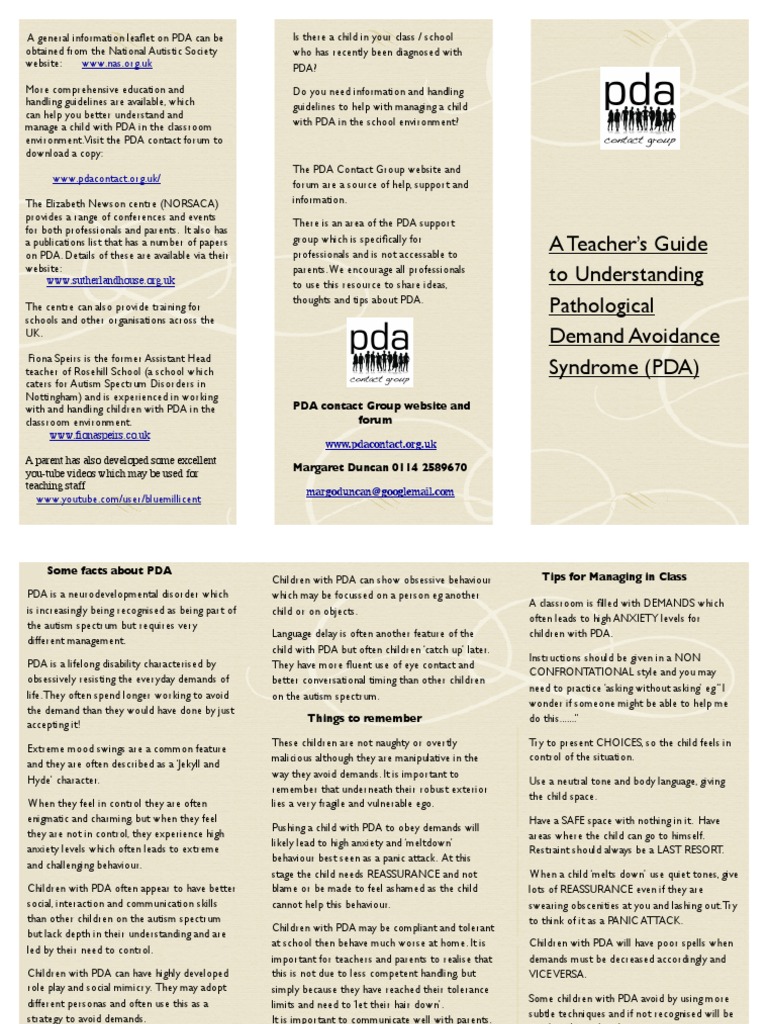 Pda Teachers Guide | PDF | Behavioural Sciences | Abnormal Psychology