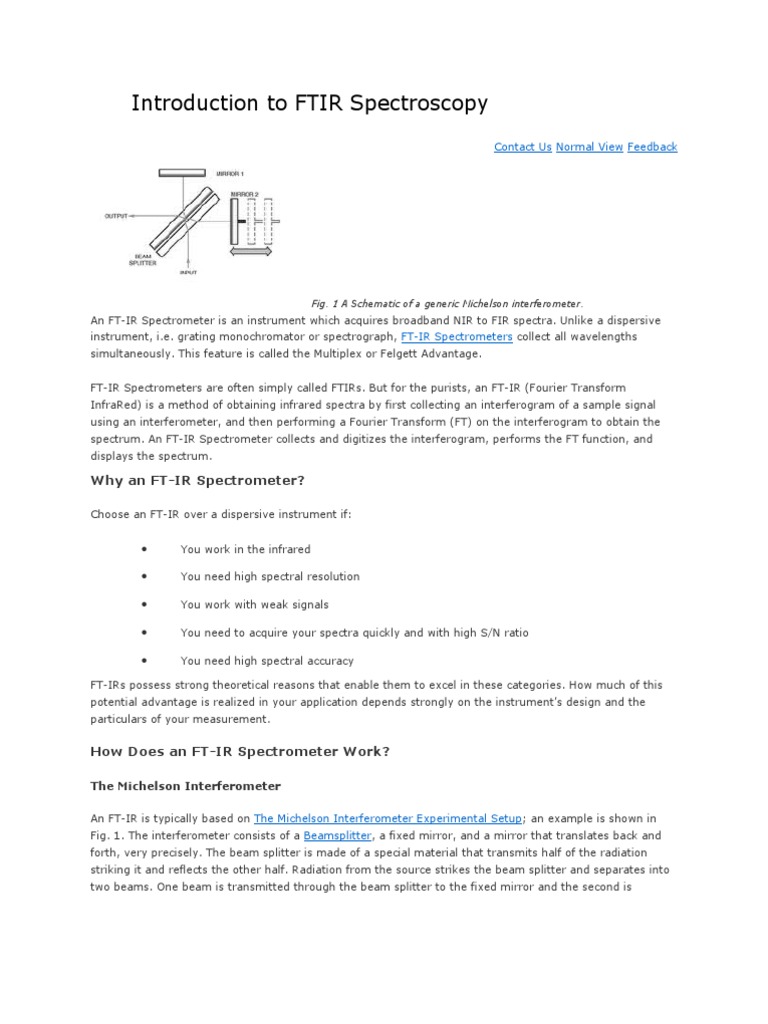 Introduction To FTIR Spectros | PDF | Angular Resolution | Interferometry