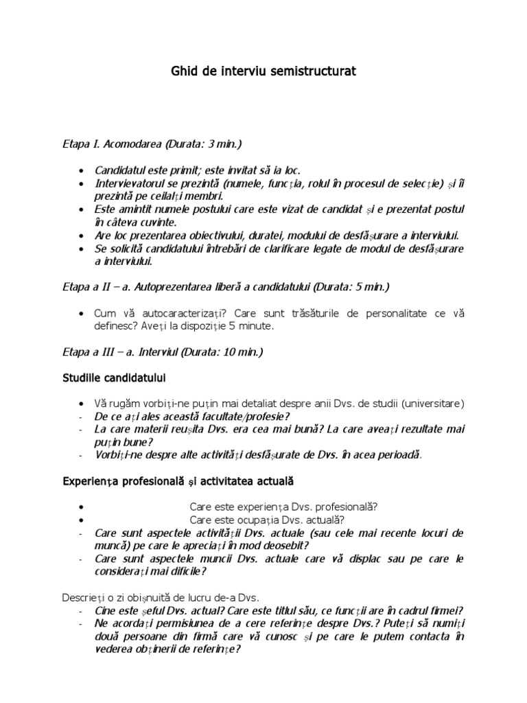 Ghid de Interviu Semistructurat | PDF