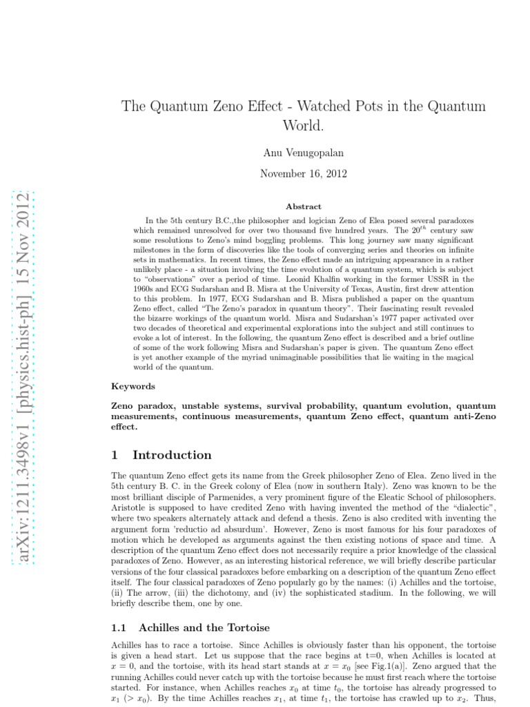 The Quantum Zeno Effect | PDF | Quantum Mechanics | Eigenvalues And Eigenvectors