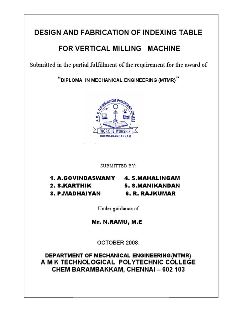 018 Fab Indexing Table For Vertical Milling 2010MC | PDF | Screw | Gear