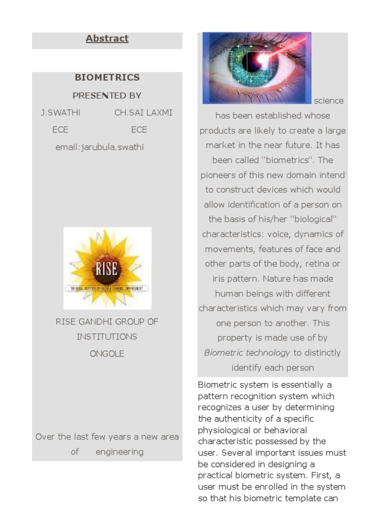 Biometrics | PDF | Biometrics | Fingerprint