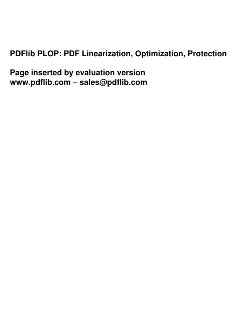 Pdflib Plop: PDF Linearization, Optimization, Protection Page Inserted by Evaluation Version | PDF