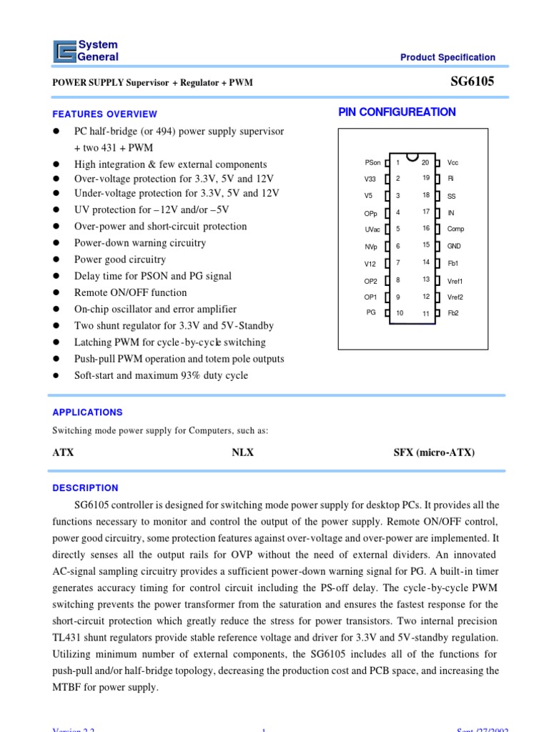 Fuente Atx Sg6105 | PDF | Power Supply | Electronic Circuits