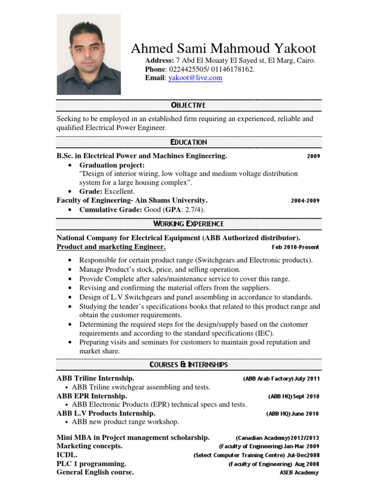 Ahmed Sami CV | PDF | Electricity | Engineering
