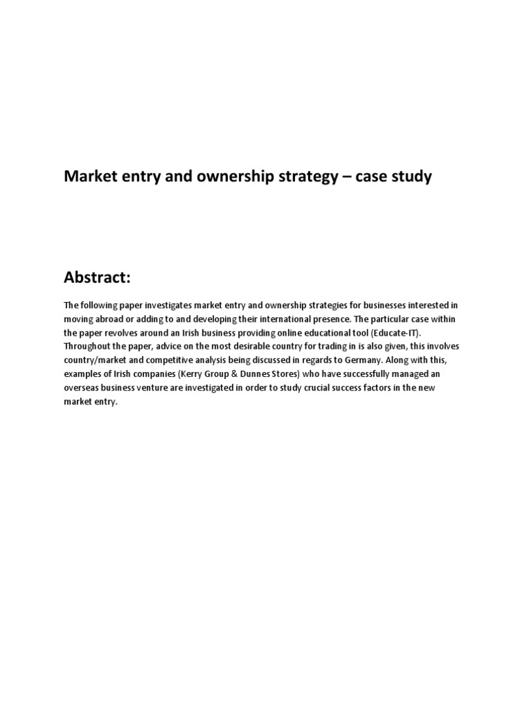 Market Entry and Ownership Strategy Case Study | PDF | Franchising ...