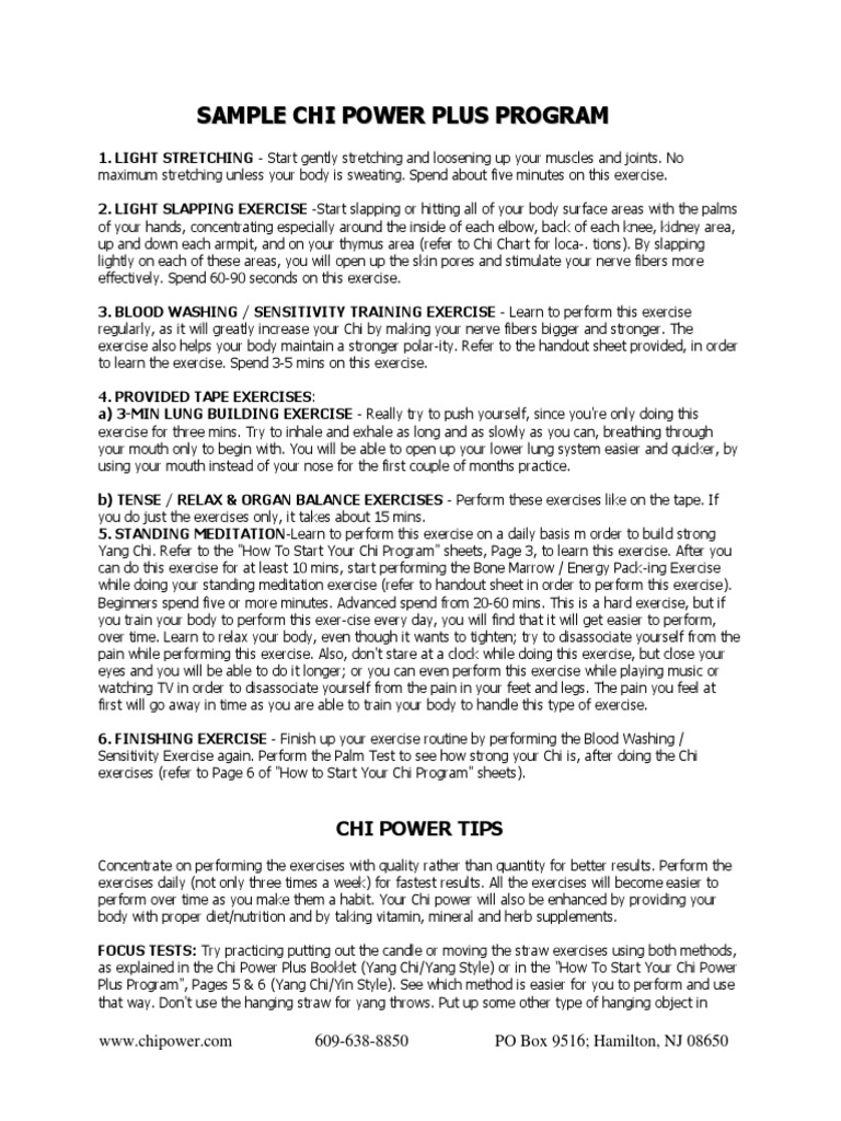 Chi Power Program | Download Free PDF | Qi | Physical Exercise