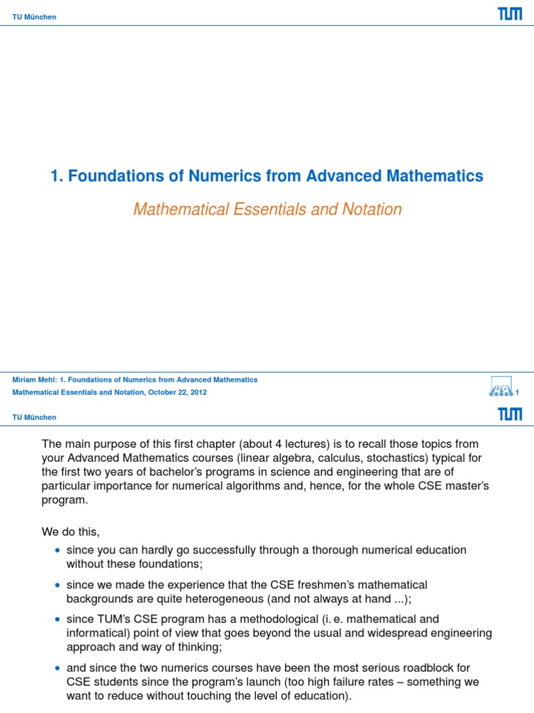 Foundations of Numerics From Advanced Mathematics: Mathematical ...