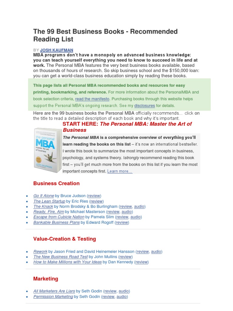 99 Best Business Books for Self-Education | PDF | Strategic Management ...