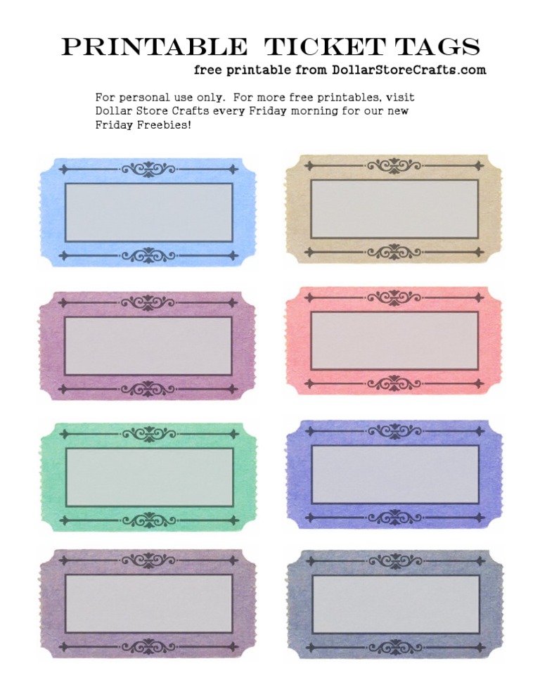 Printable Ticket Tags | PDF