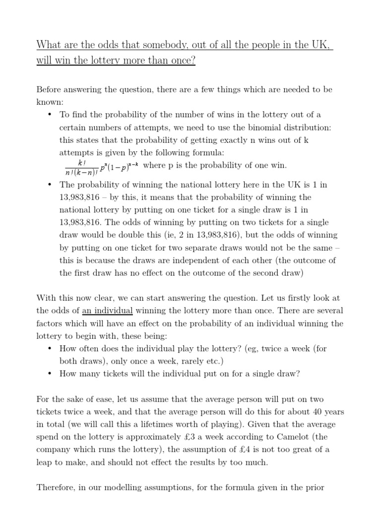 Probability of Lottery | PDF | Lottery | Odds