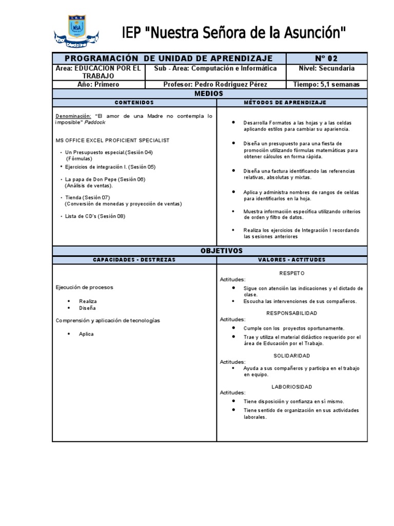 Segunda Unidad de Aprendizaje Ept | PDF | Animación | Microsoft Excel