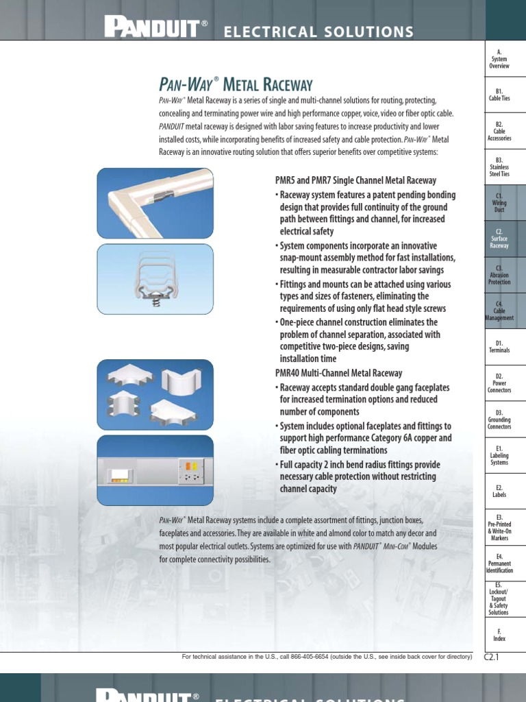Panduit Metal Raceway Catalog | PDF | Electrical Wiring | Cable