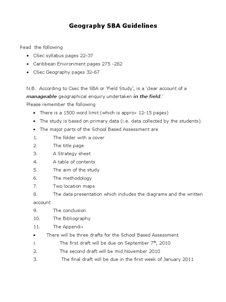 CXC Geography Guidlines | PDF | Learning | Business