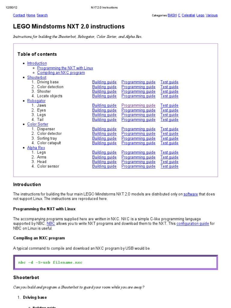 NXT 2.0 Instructions | PDF | Product Introductions | Lego