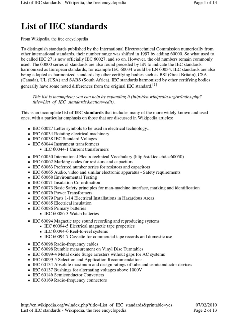 List of IEC Standards | PDF | Home Appliance | Electromagnetic Compatibility
