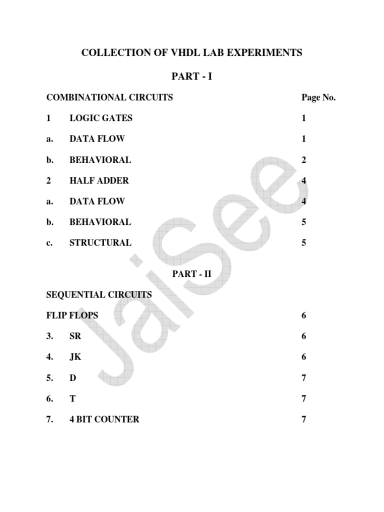 Collection of VHDL Lab Experiments Part - I | PDF | Vhdl | Computer Programming