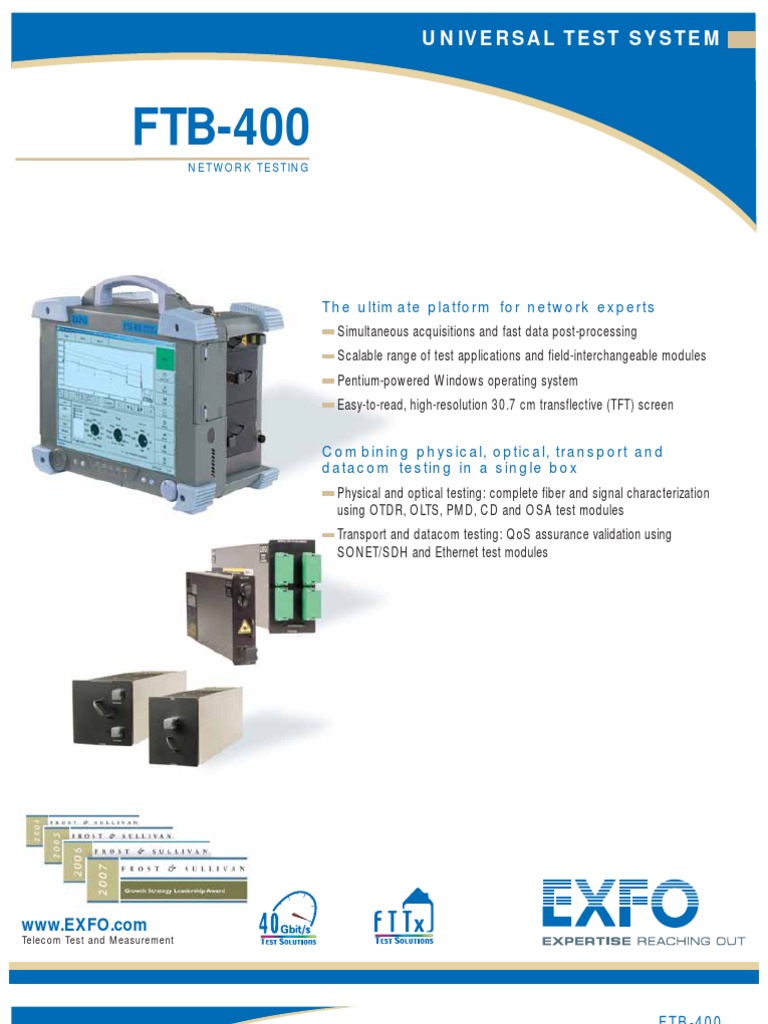 exfo ftb 400 | Computer Network | Electrical Engineering