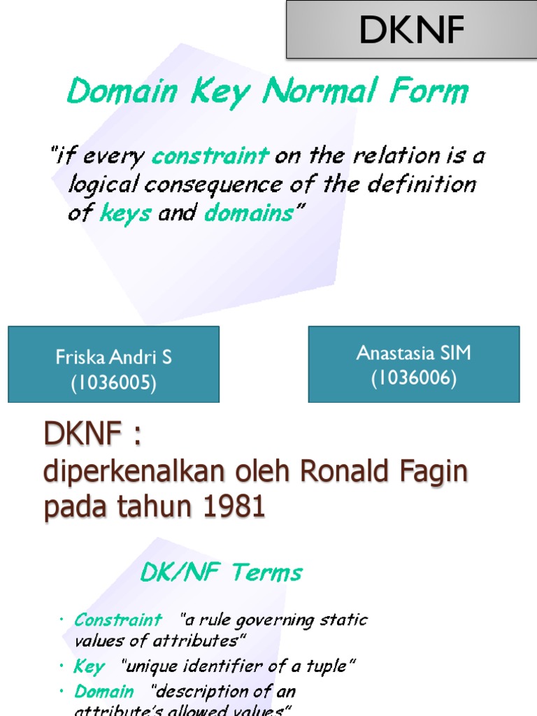 Basis Data, Domain Key Normal Form | PDF