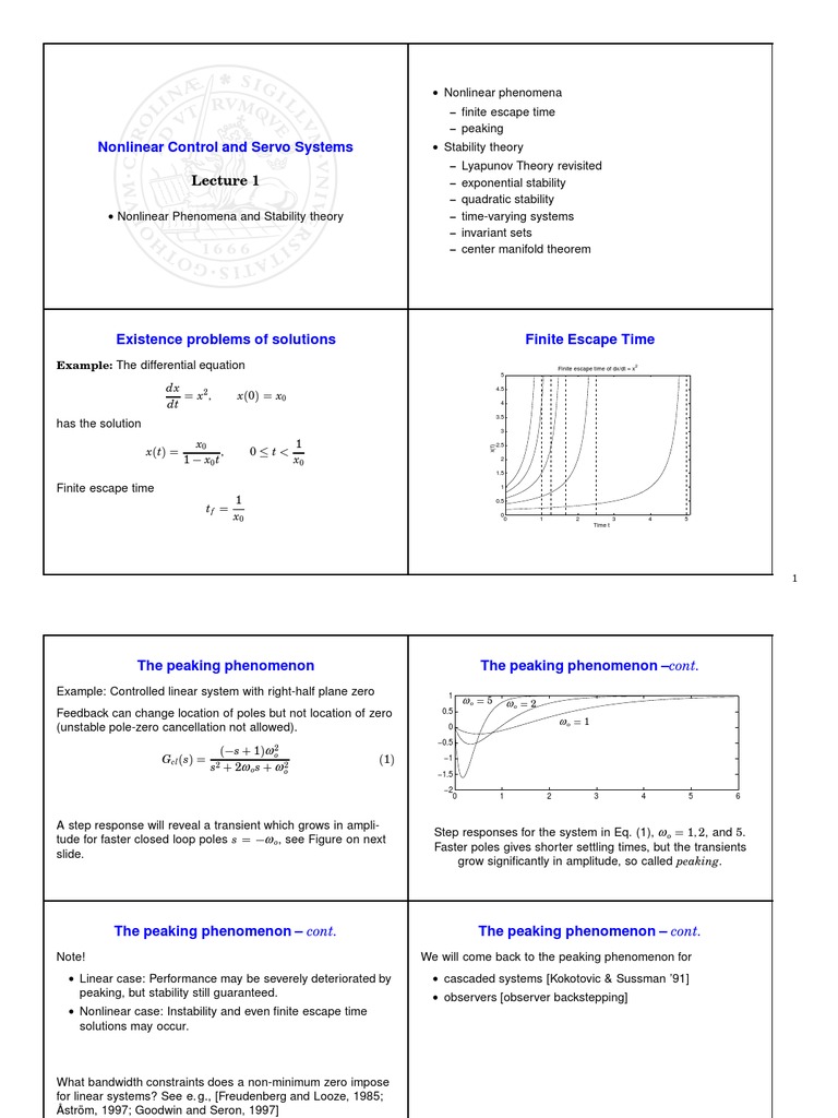Nonlinear Control And Servo Systems | Stability Theory | Systems Science