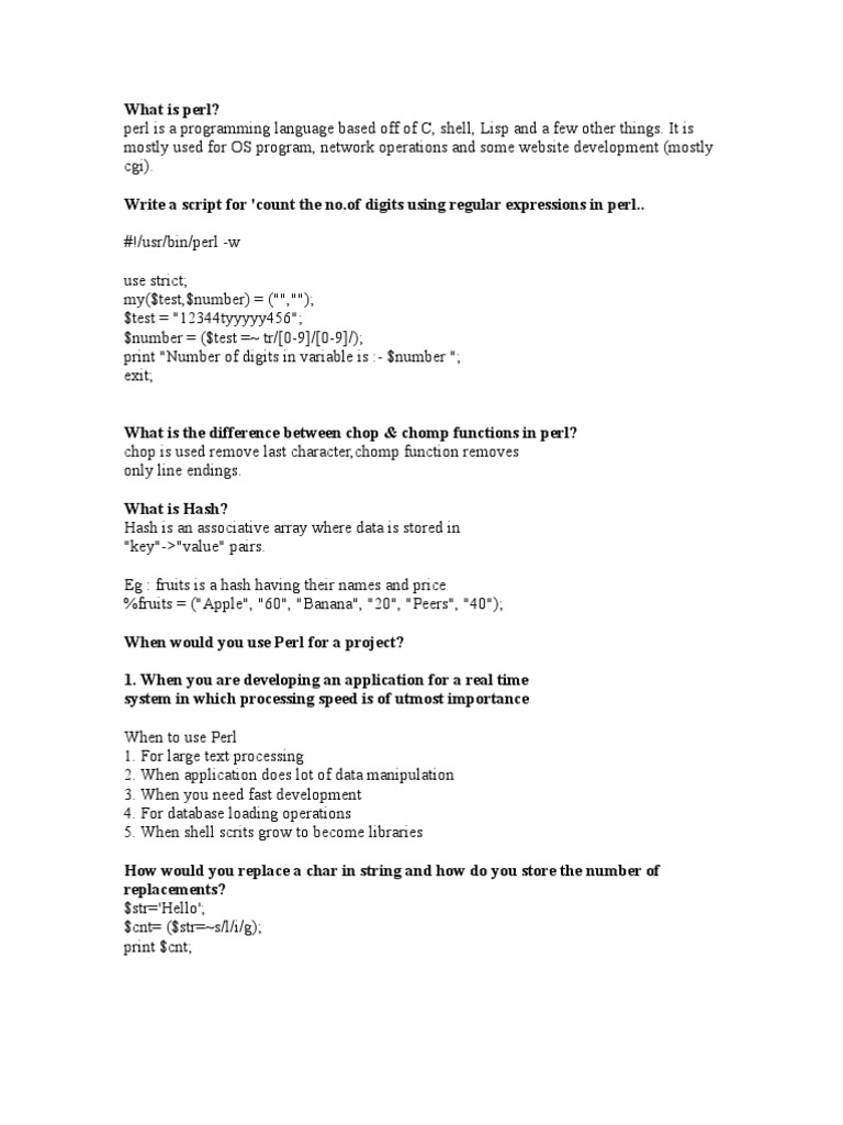 Perl Interview | PDF | Perl | C (Programming Language)