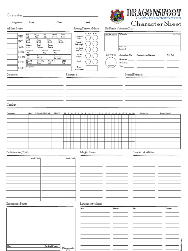 DF Character Sheet | PDF