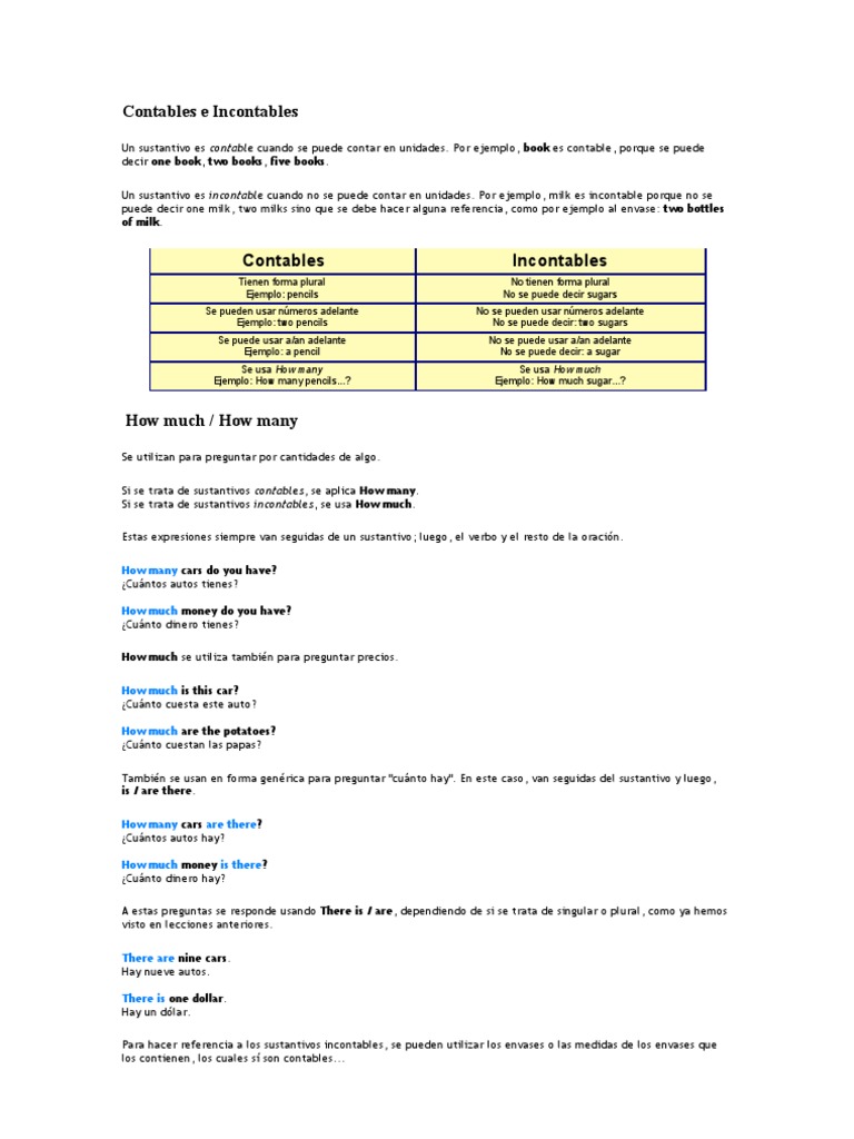 Contables E Incontables 306179 | Countable And Uncountable Nouns