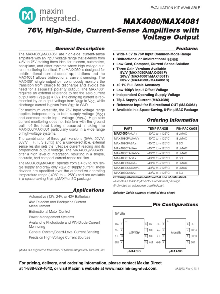 Max4080 Max4081 | Download Free PDF | Amplifier | Resistor