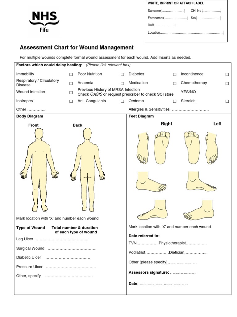 NHS Fife Assessment Chart For Wound Management | PDF | Wound | Clinical ...