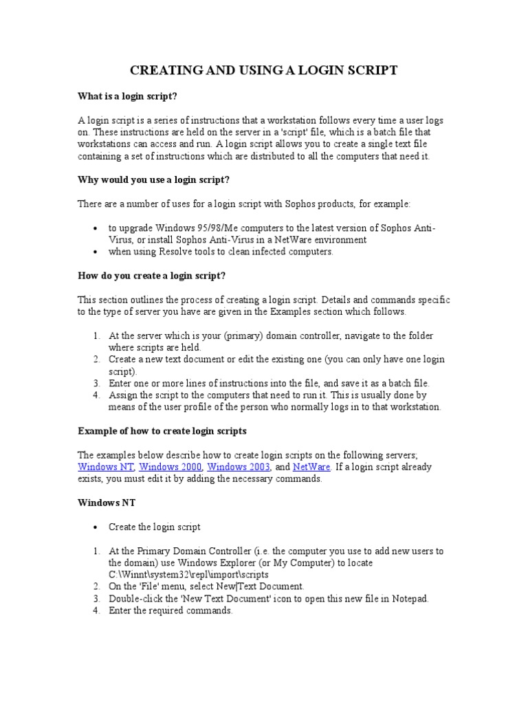Creating and Using A Login Script | PDF | Login | Operating System Families