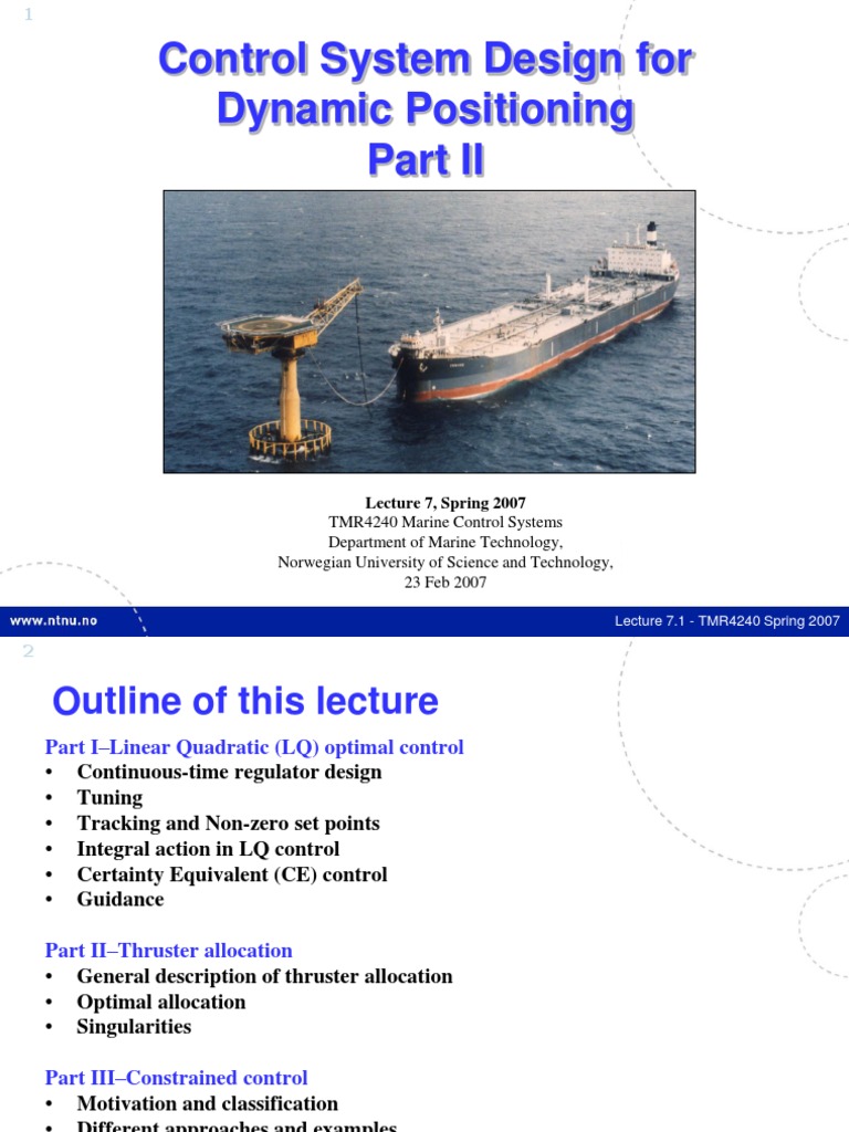 Control System Design For Dynamic Positioning | PDF | Optimal Control ...