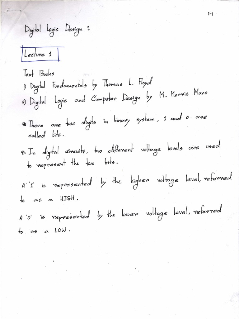 Digital Logic Design Lecture 1 | PDF