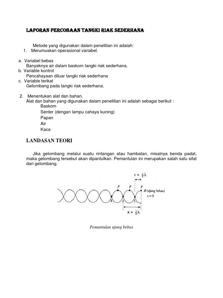 Laporan Percobaan Tangki Riak Sederhana | PDF