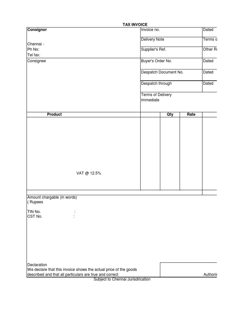 Tally Invoice Format