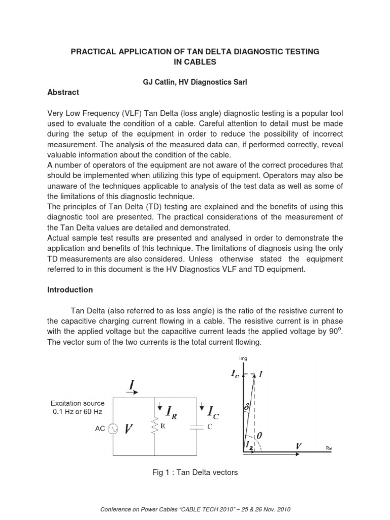 Practical Application of Tan Delta Diagnostic Testing in Cables ...