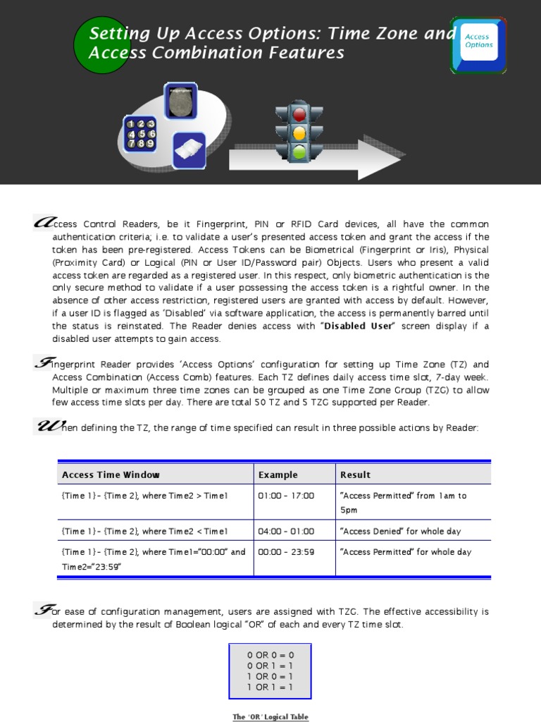 Setting Up Access Options: Time Zone and Access Combination Features | PDF | Security Technology ...