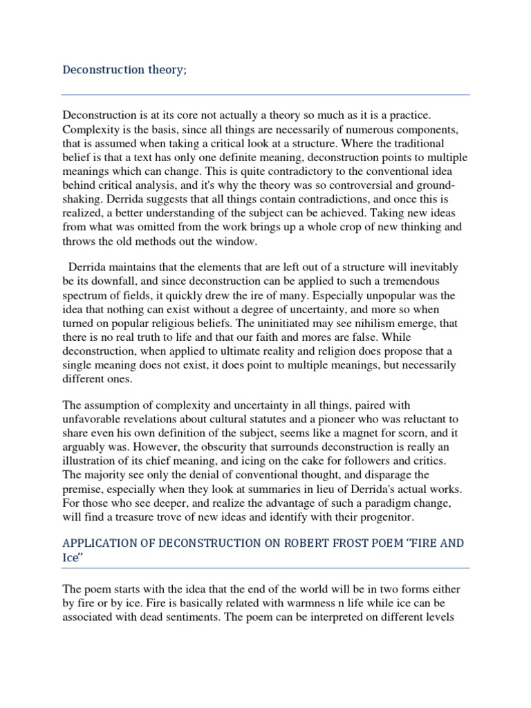 Deconstruction Theory | PDF | Deconstruction | Poetry