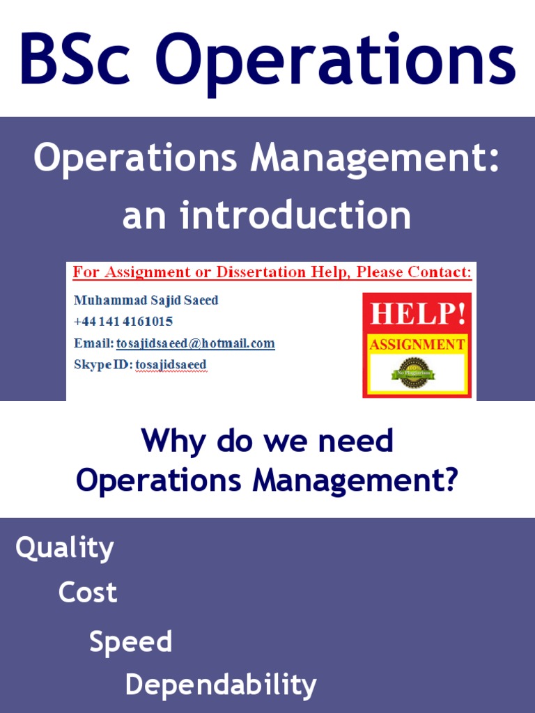 BSC Operations: Operations Management: An Introduction | PDF ...