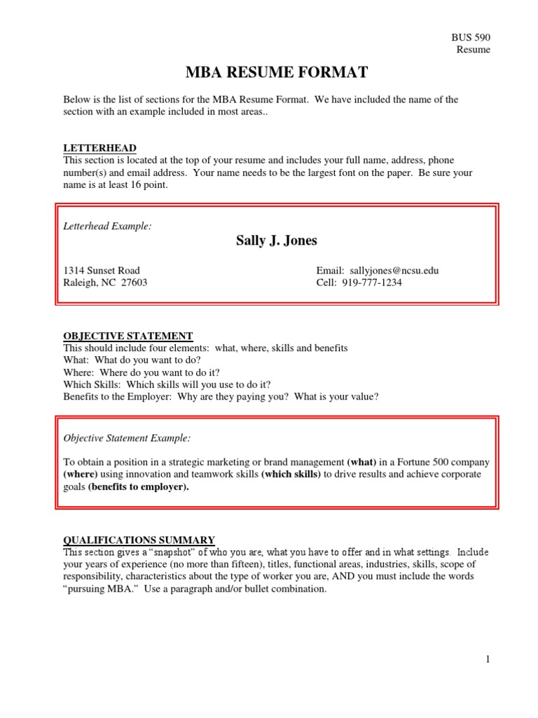 Mba Students Resume Sample | PDF | Strategic Management | Résumé