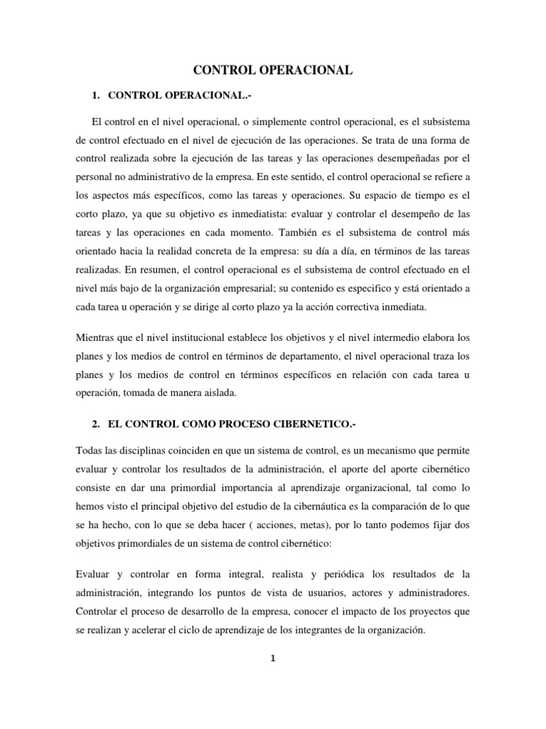 Control Operacional | PDF | Automatización | Planificación