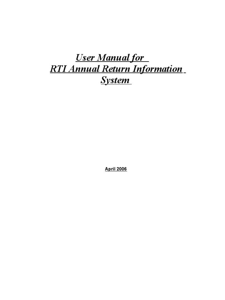 User Manual For RTI Annual Return Information System: April 2006 | PDF ...