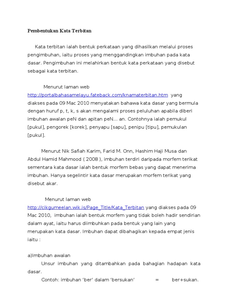 Pembentukan Kata Terbitan | PDF