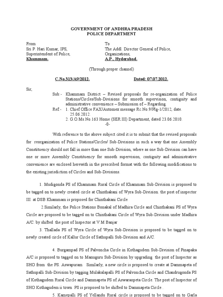Government of Andhra Pradesh Police Department | PDF | Inspector | Law ...
