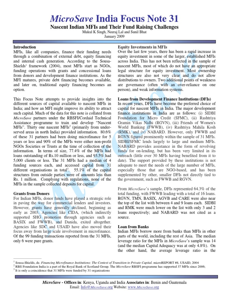 MFi | PDF | Microfinance | Loans