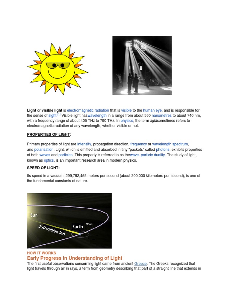 Early Progress in Understanding of Light: Electromagnetic Radiation ...