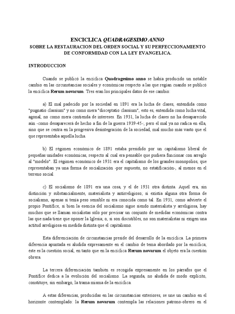 Quadragesimo Anno Pio Xi | PDF | Iglesia Católica | Moralidad