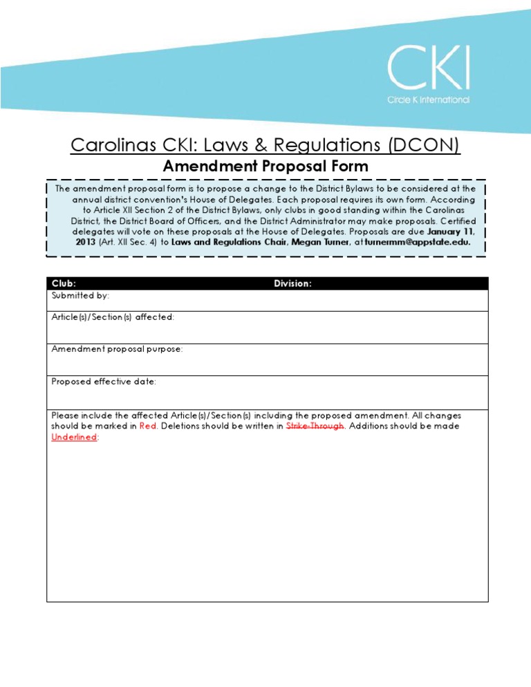 DCON Amendment Proposal Form | PDF | United States Law | Public Sphere