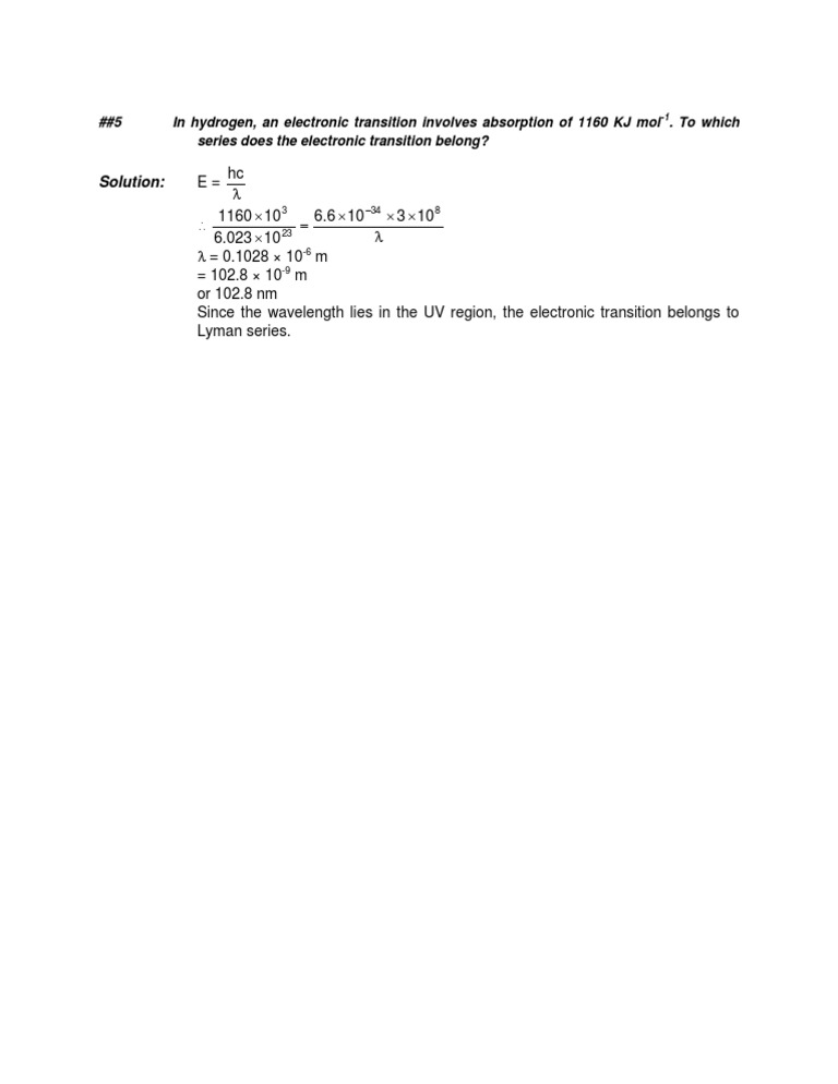 Chemistry: Lyman Series Transition | PDF