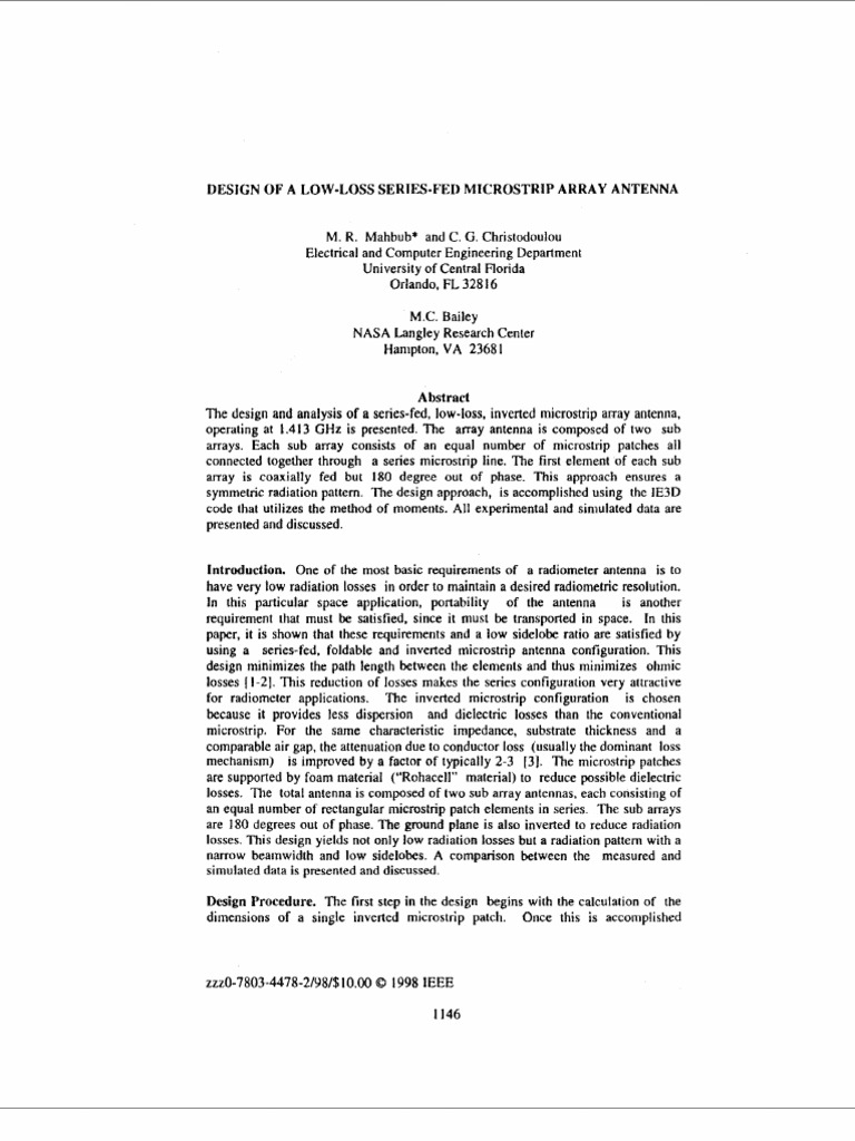 Design of A Low-Loss Series-Fed Microstrip Array Antenna | PDF ...